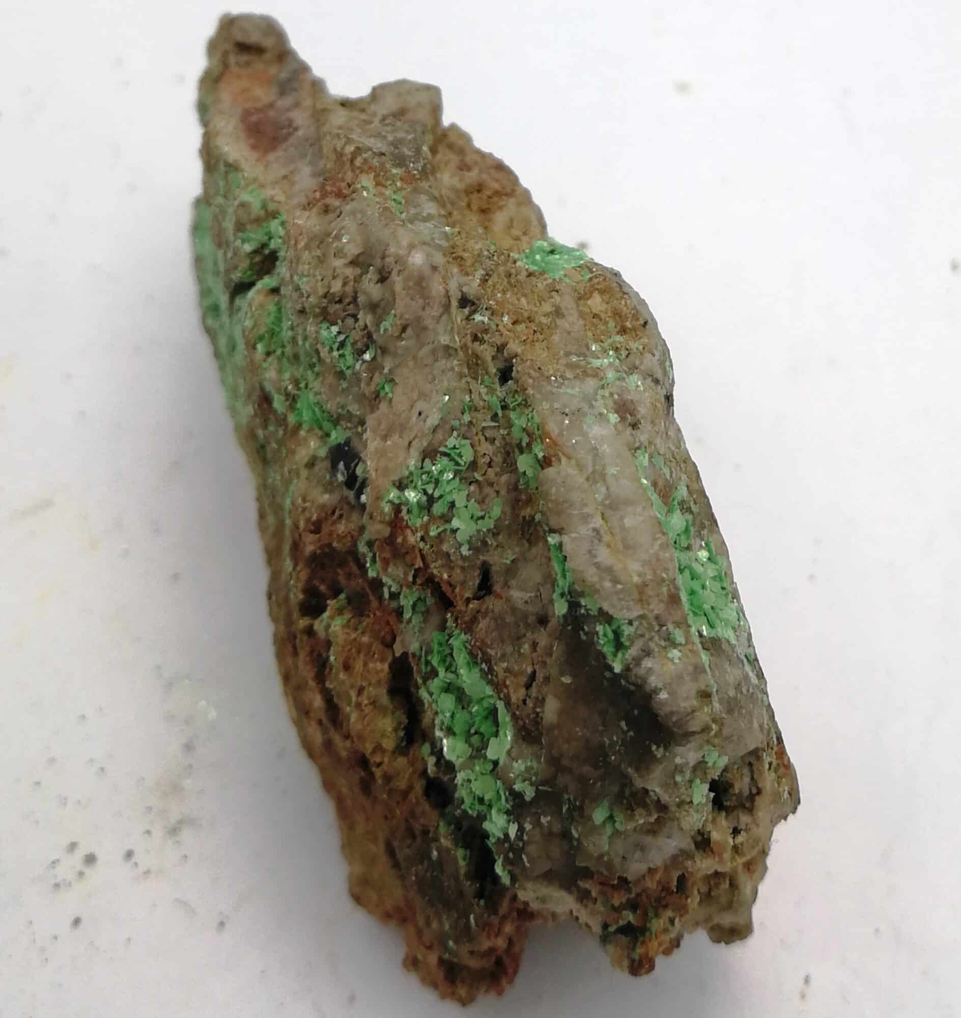 Chalcolite (torbernite), Gunnislake, Cornwall, UK.